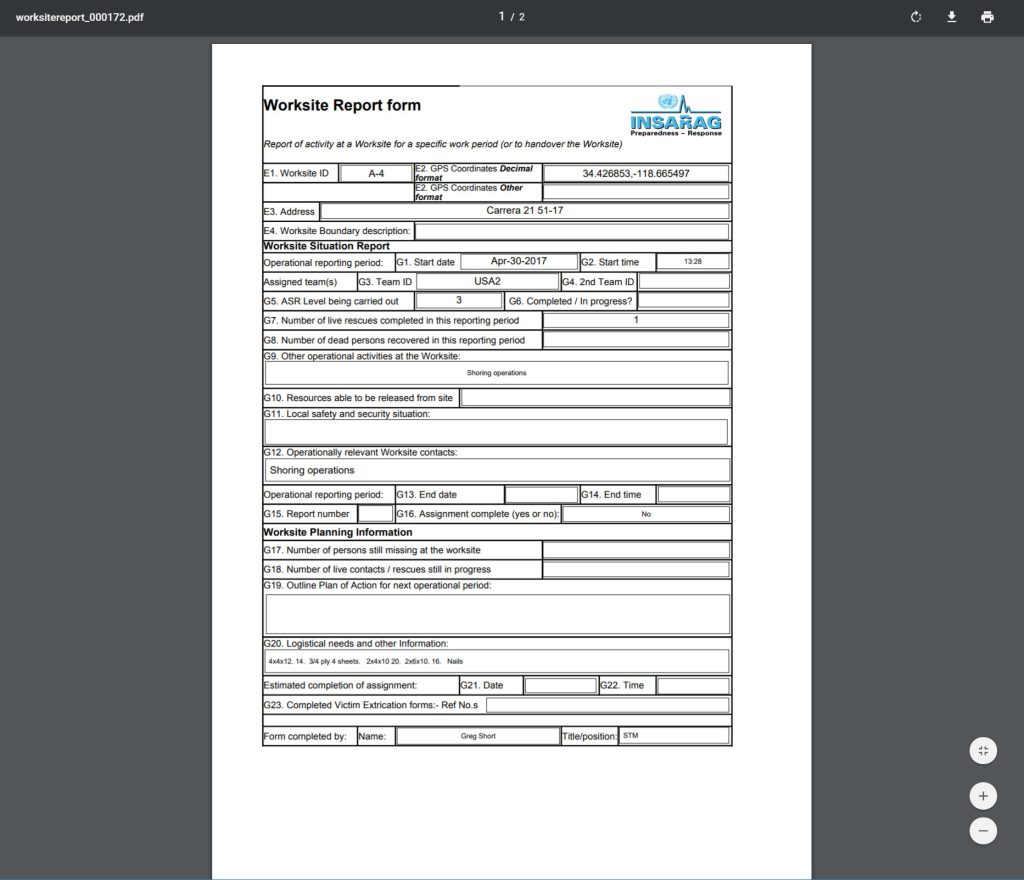 Worksite Report forms (Commander website) - Disaster Surveyor Systems, Inc.